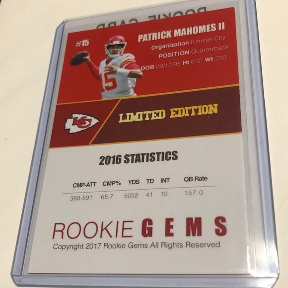 Rookie Gems | Other | Patrick Mahomes Ii Nfl Rookie Card Football ...